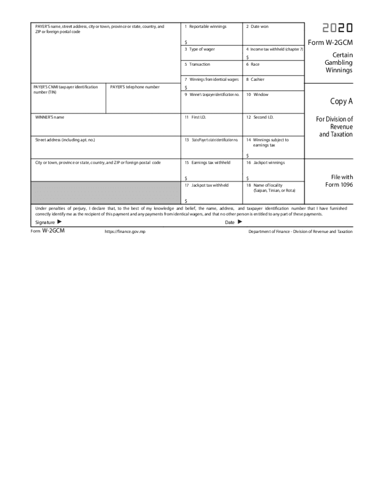 Fillable Online Fill - Free fillable Fw2g Accessible 2020 Form W-2G PDF ...