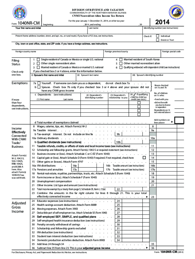 Fillable Online 1040NR-CM Fax Email Print - pdfFiller