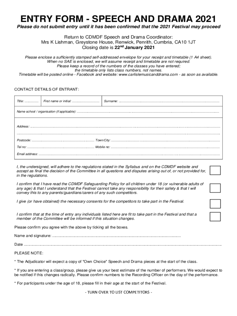 Fillable Online 2020/2021 Direct Entry Form, Closing Date, Submission ...