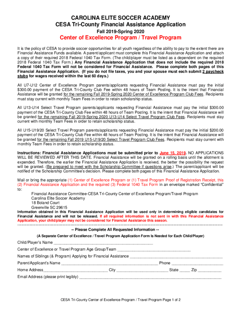 Fillable Online 2019 CESA Tri-County Center of Excellence-Travel ...