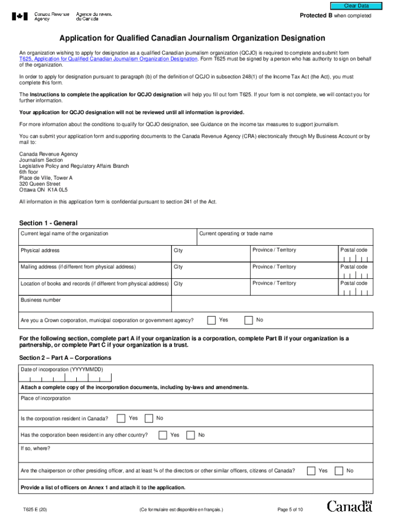 Fillable Online CRA releases application form for qualified Canadian ...