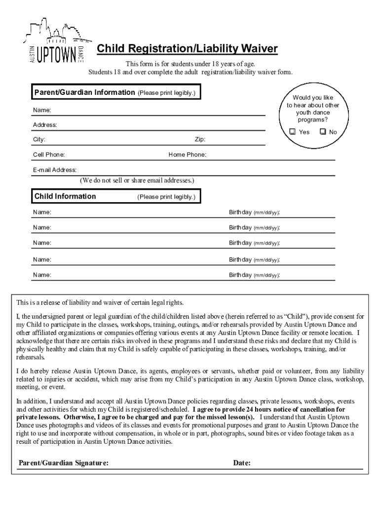 Fillable Online 9+ Childcare Liability Waiver Templates in PDFDOC ...