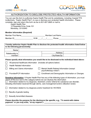 Fillable Online You can use this form to authorize Aspire Health Plan ...