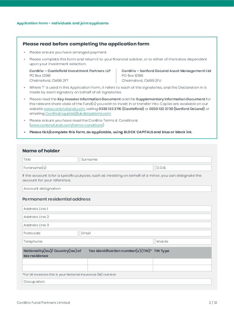 Fillable Online Individual and joint applicants Fax Email Print - pdfFiller