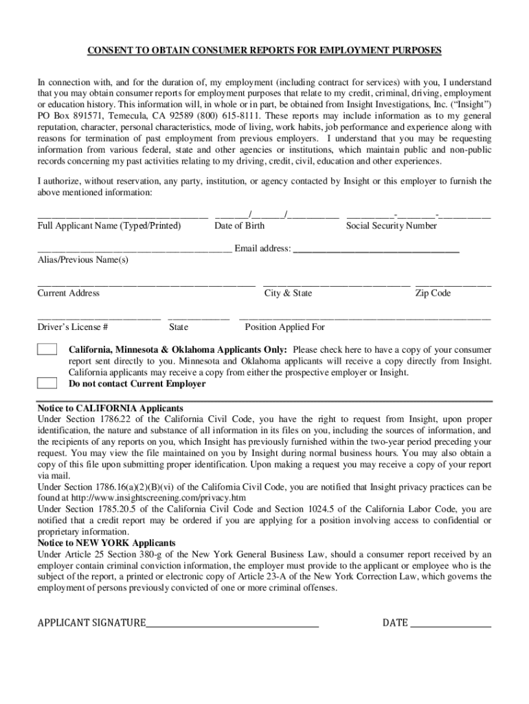 Fillable Online Background Consent - Fill and Sign Printable Template ...