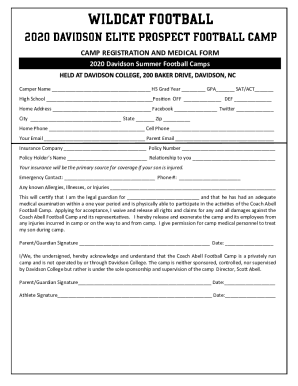 Fillable Online PDF SUMMER Football Camp Application Form - Edinburgh ...