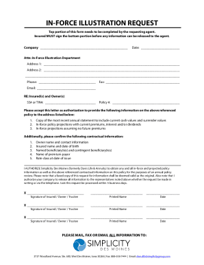 Fillable Online In-force Illustration Request Form - The Thompson ...
