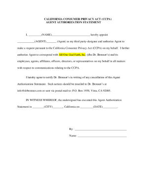 Fillable Online CCPA Authorization Form Fax Email Print - pdfFiller