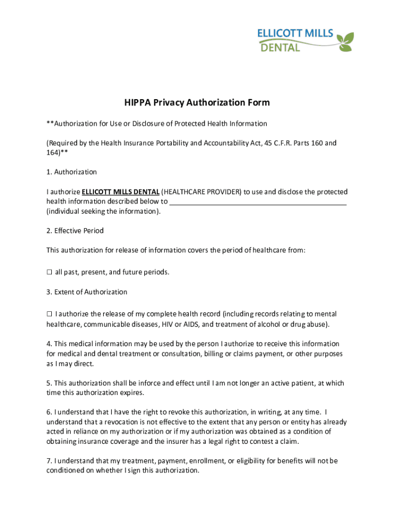 Fillable Online HIPAA Privacy Authorization Form - Northwest Medical ...