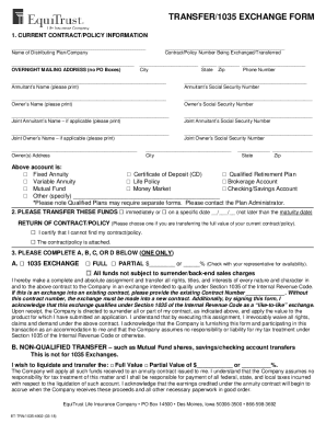 Fillable Online TRANSFER/1035 EXCHANGE FORM - A Plus Marketing Fax ...