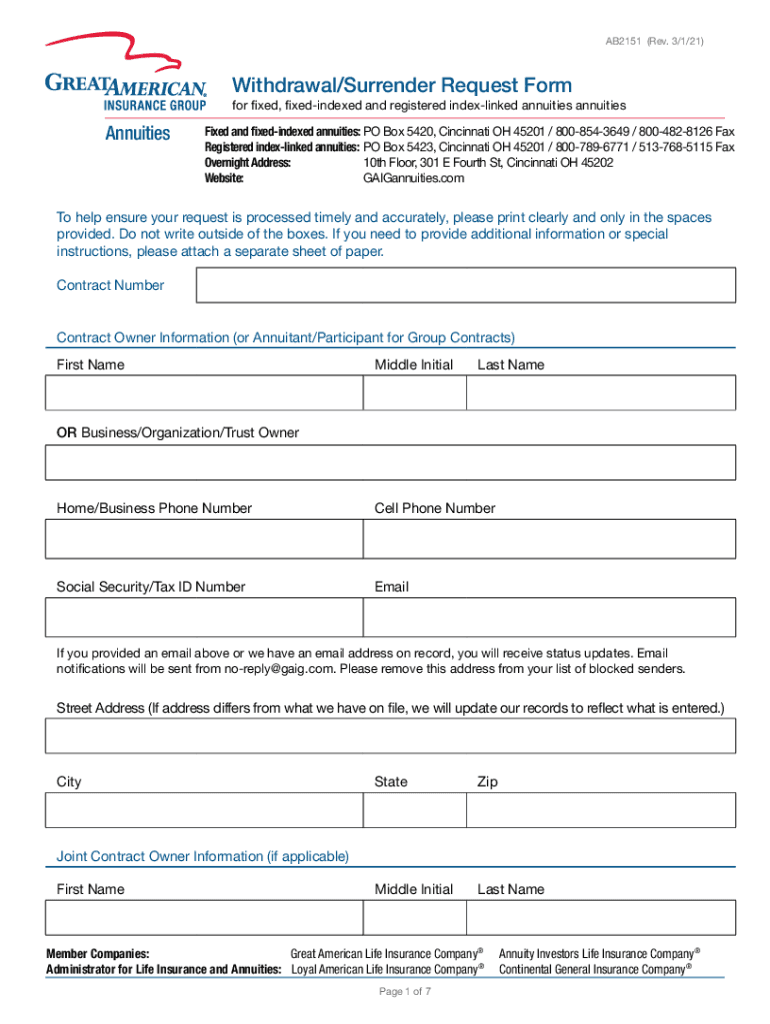 Fillable Online WITHDRAWAL/SURRENDER REQUEST FORM FOR FIXED AND FIXED ... Fax Email Print ...