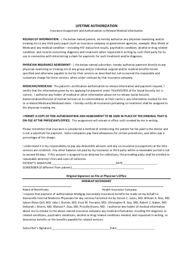 Fillable Online SAKOWITZ EYE CENTER LIFETIME AUTHORIZATION INSURANCE ...