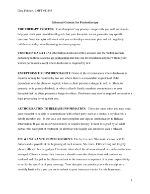 Fillable Online Informed Consent for Psychotherapy THE THERAPY PROCESS ...