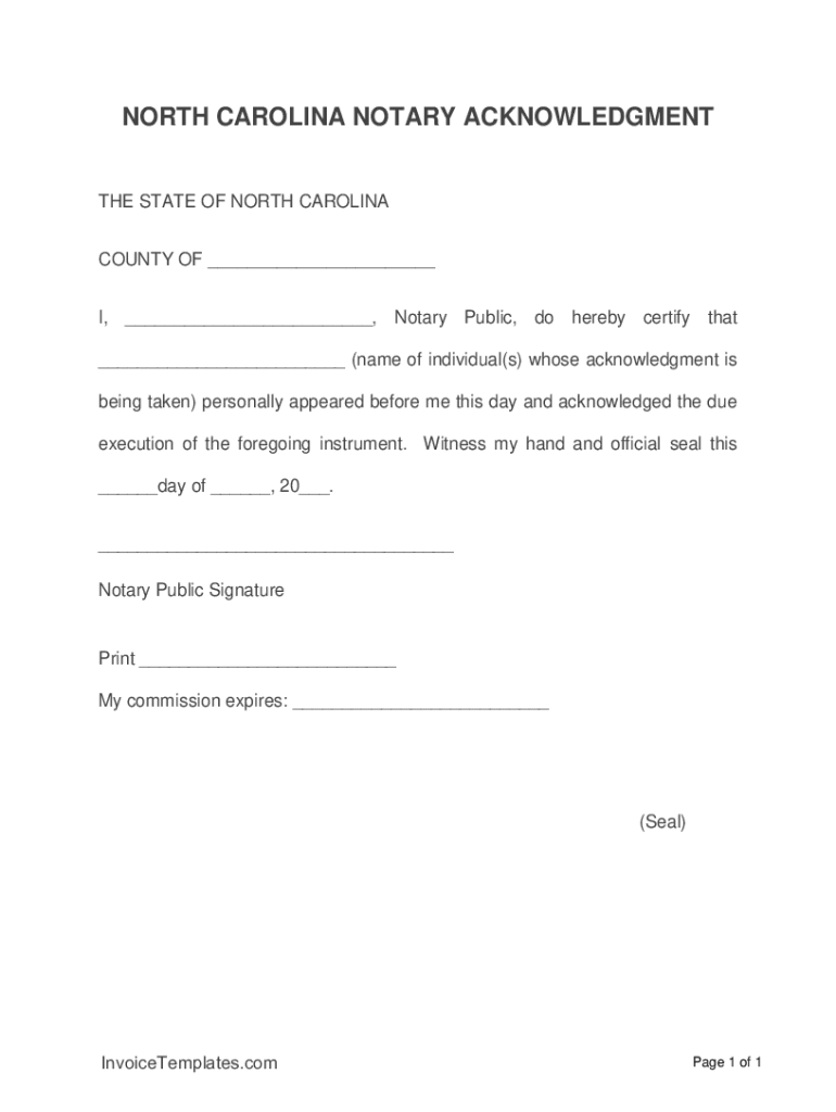Fillable Online North Carolina Secretary of State Notary ...