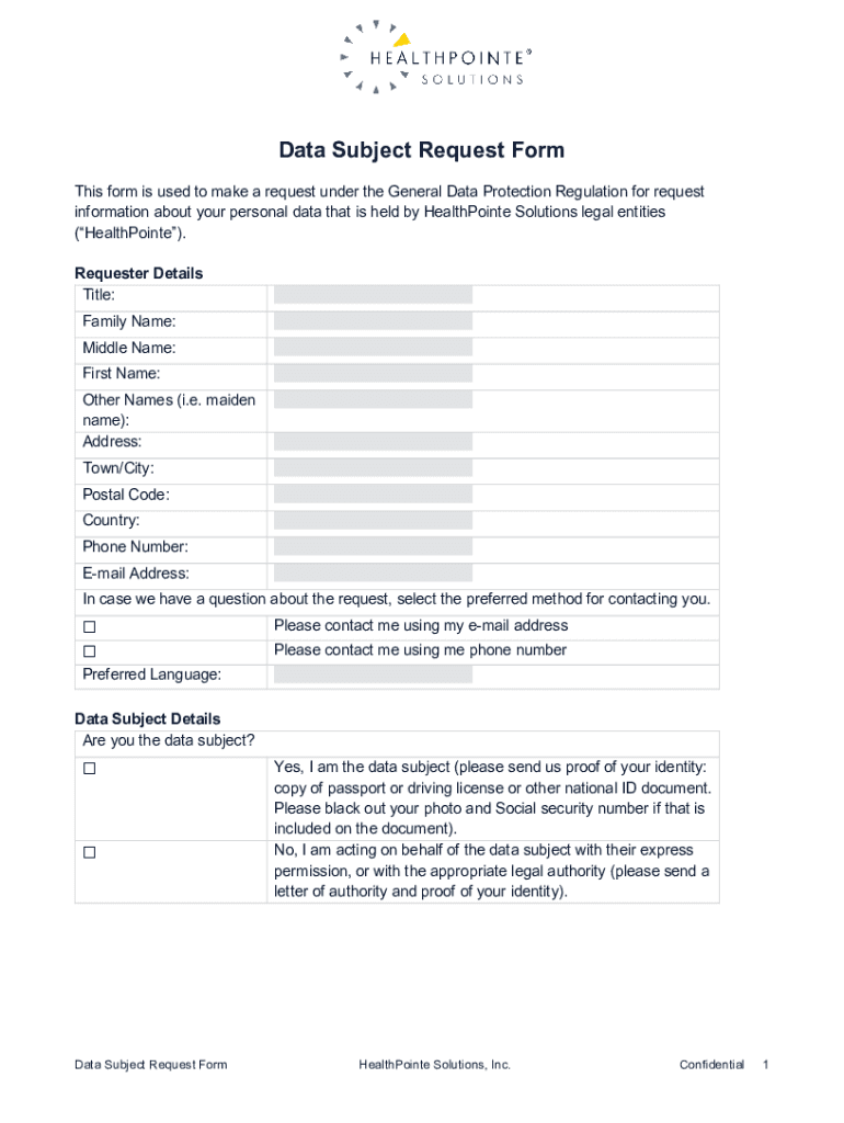 Fillable Online Data Subject Request Form - Ceridian Fax Email Print ...