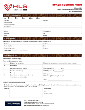 Fillable Online SPACE BOOKING FORM - HLS Indonesia 2020 Fax Email Print ...