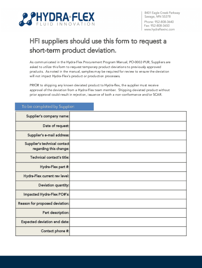 Fillable Online HFI suppliers should use this form to request a short ...