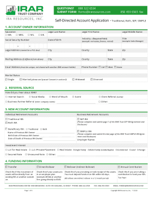 Fillable Online Complete this kit to establish a selfdirected SEP ...