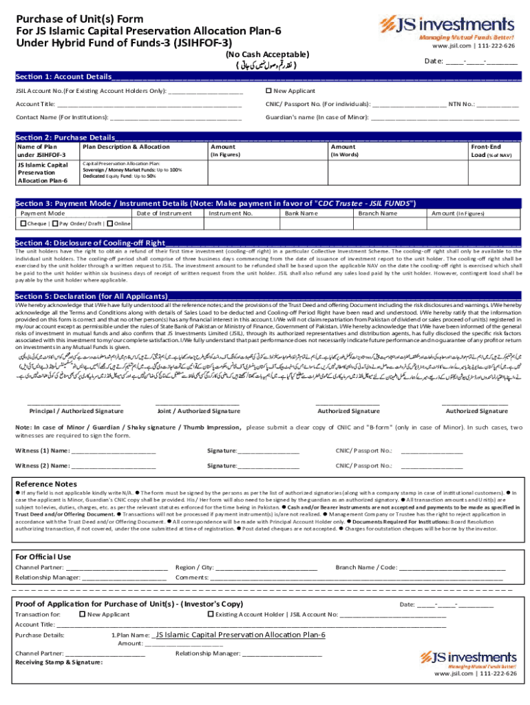 Fillable Online Purchase of Units Form FOR CPAP- 5 Fax Email Print ...