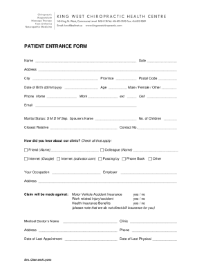 Fillable Online Workers Compensation Intake Form - Physical Therapy Fax ...