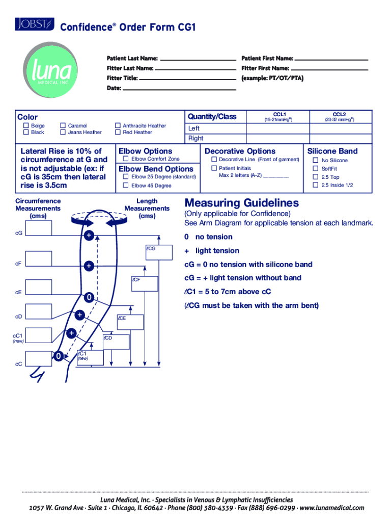 Fillable Online JOBST CONFIDENCE ARM SLEEVE MEASUREMENT FORM Fax Email ...