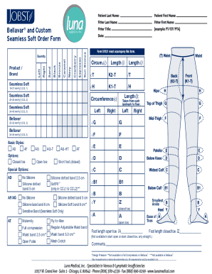 Fillable Online JOBST CUSTOM SEAMLESS SOFT & BELLAVAR LEG MEASUREMENT ...