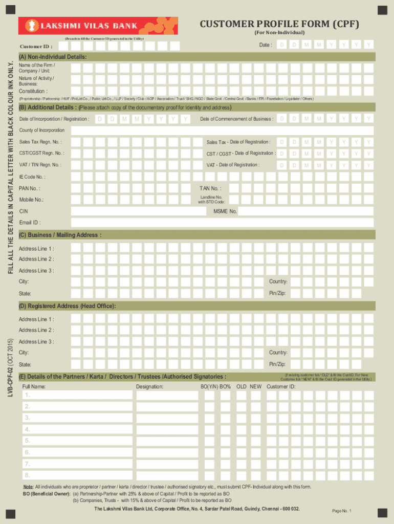 Fillable Online LVB CPF Non Individual Form.cdr Fax Email Print - pdfFiller