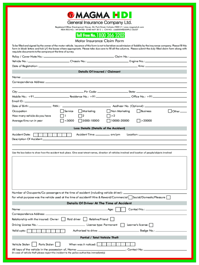 Fillable Online MHDI Claim FormEnglish.cdr Fax Email Print - pdfFiller