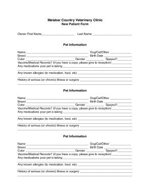 Fillable Online New Pet Form Fax Email Print - pdfFiller