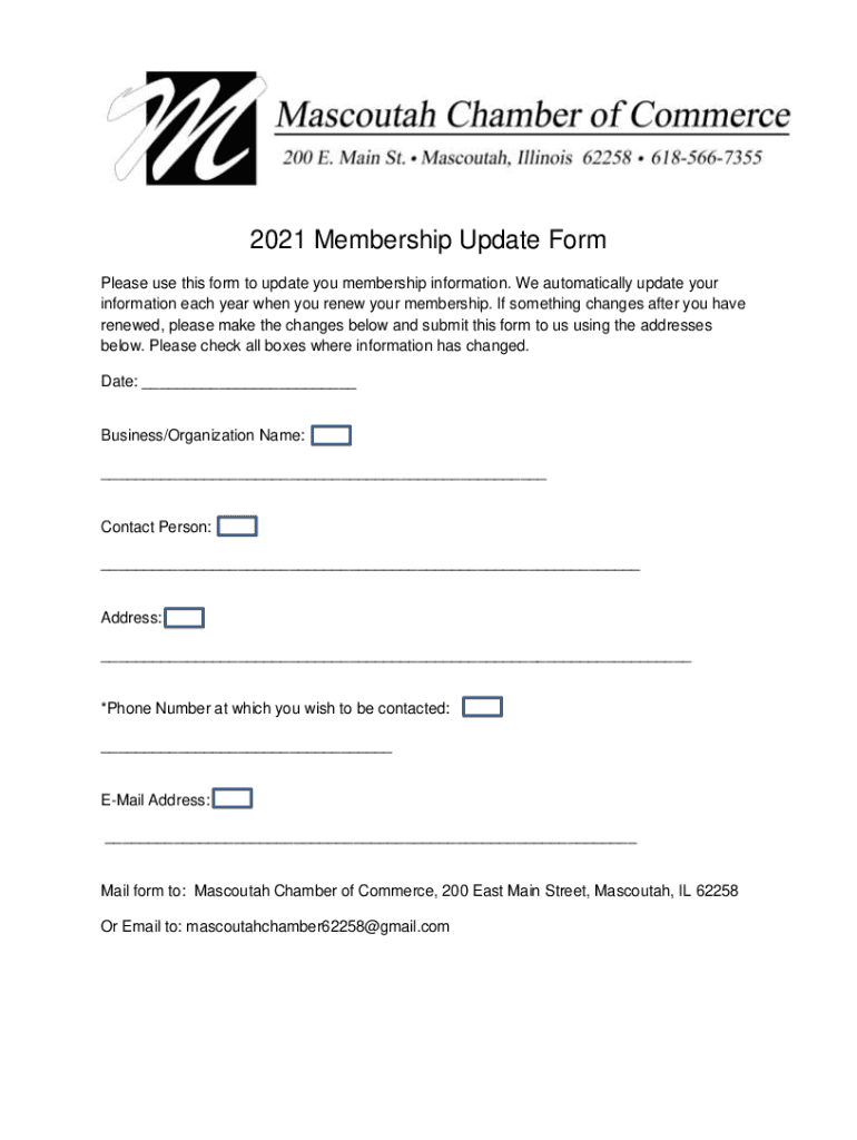 Fillable Online 2021 Membership Update Form Fax Email Print - pdfFiller