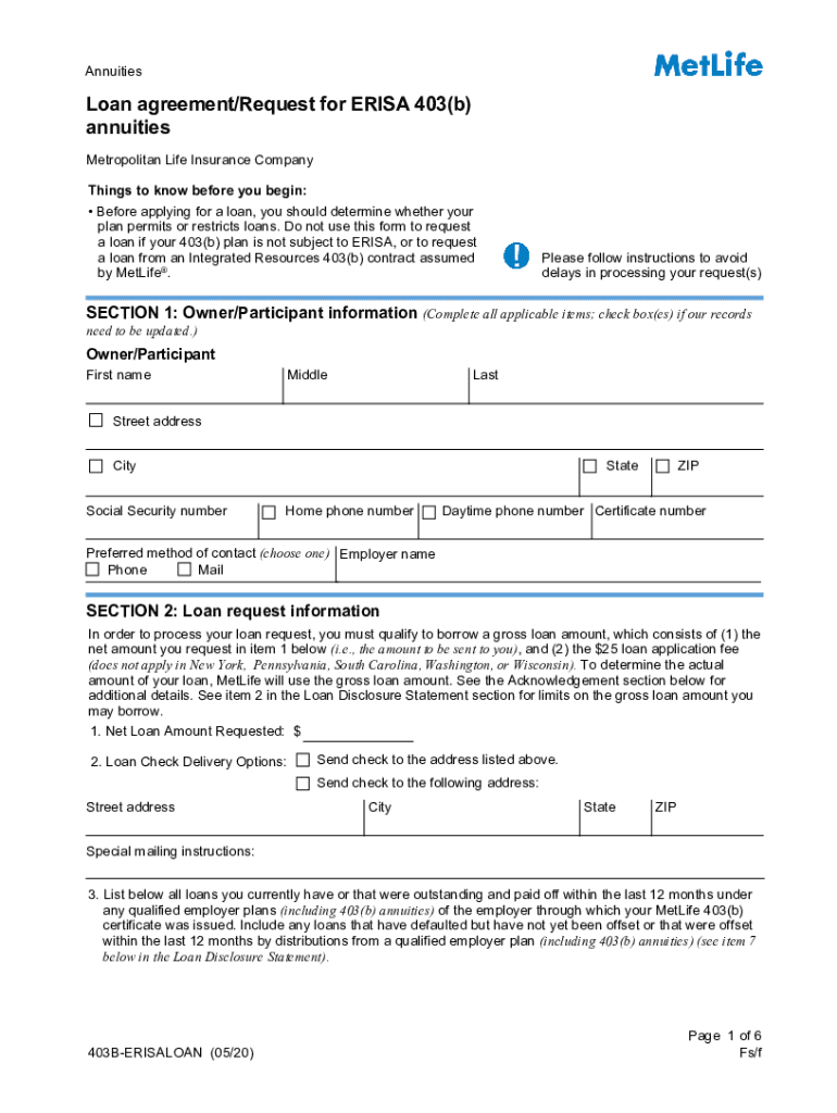 Fillable Online Loan agreement/Request for non-ERISA 403(b) annuities ...