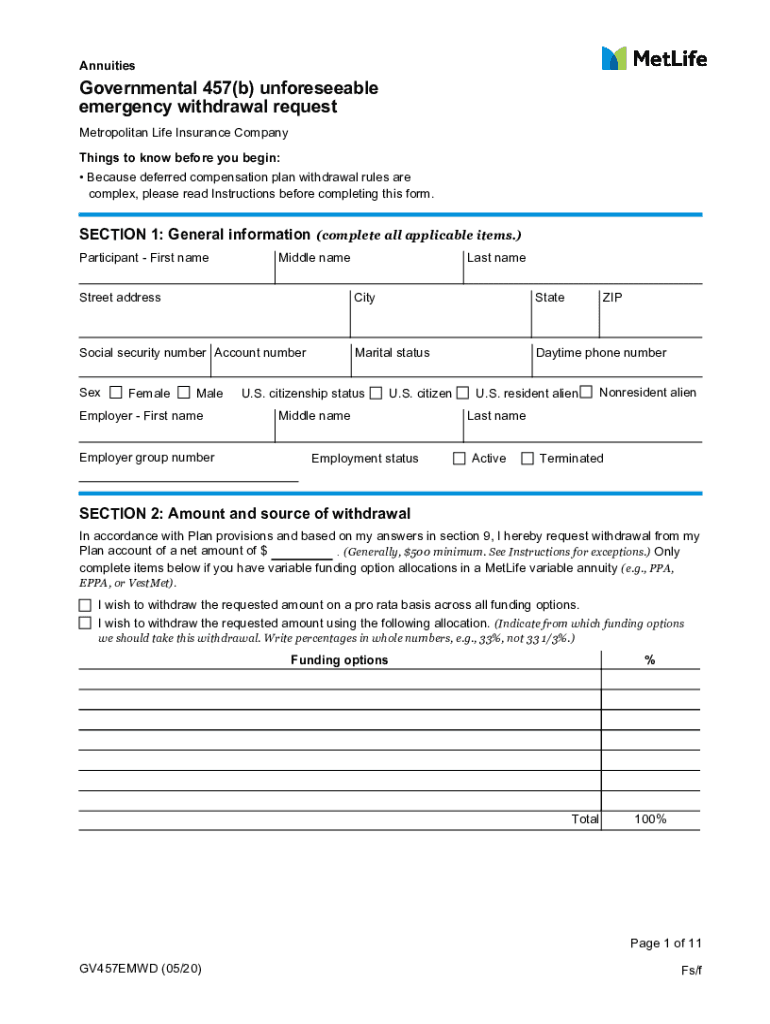Fillable Online Using 457(b) Unforeseeable Emergency Distributions ...