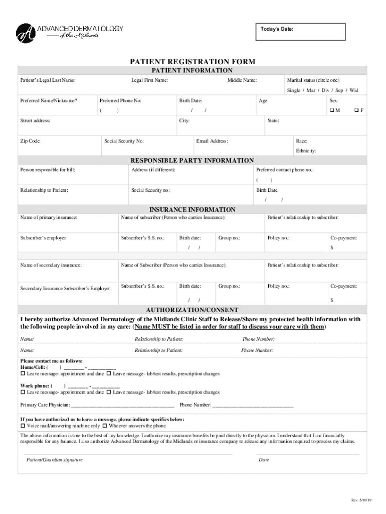 Fillable Online Medical office registration form. Advanced Dermatology Fax Email Print - pdfFiller