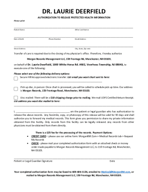 Fillable Online DR. LAURIE DEERFIELD - Morgan Records Management Fax ...