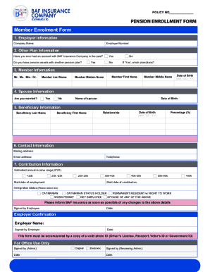Fillable Online BAF pension enrollment form Fax Email Print - pdfFiller