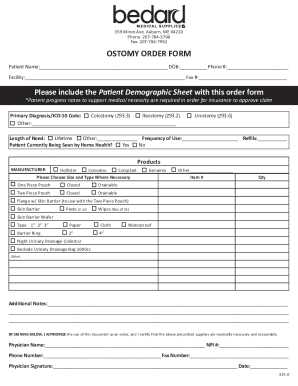 Fillable Online OSTOMY ORDER FORM - Bedard Pharmacy and Medical ...