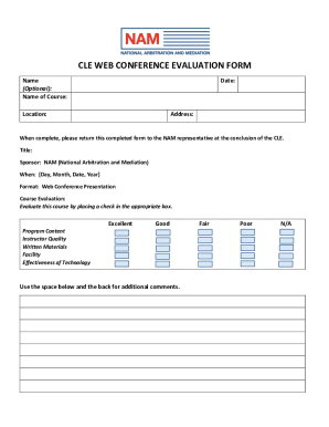 Fillable Online CLE SEMINAR FORMAT 3 EVALUATION FORM.docx Fax Email ...