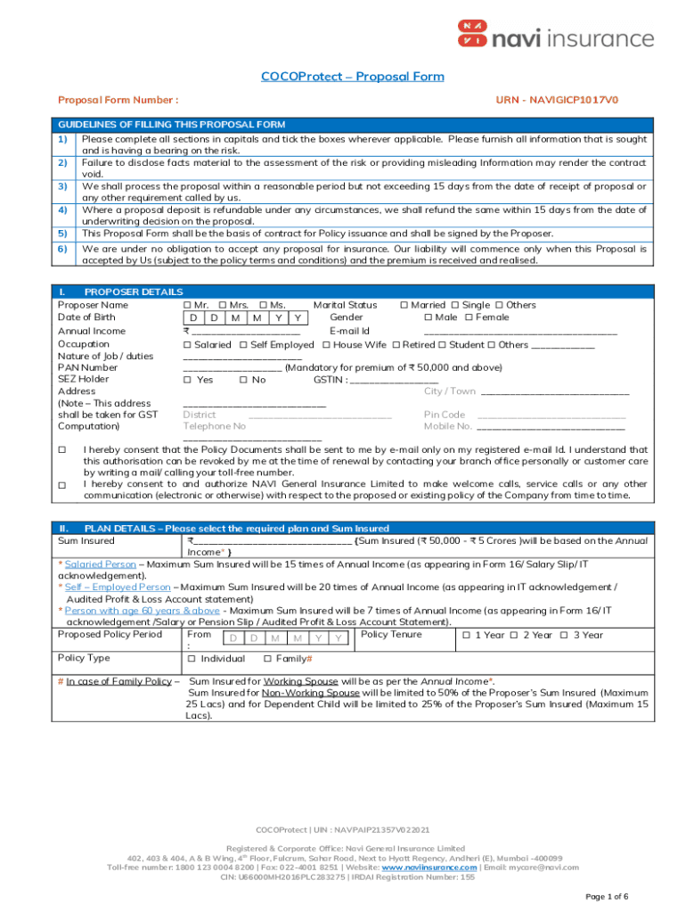 Fillable Online COCOProtect Proposal Form Fax Email Print - pdfFiller