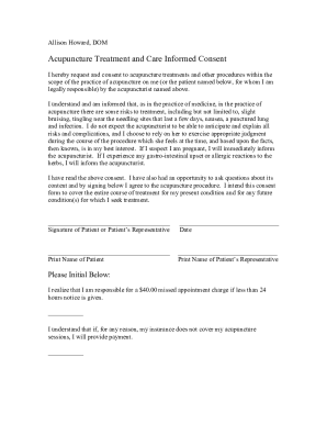 Fillable Online Acupuncture Treatment and Care Informed Consent Fax ...