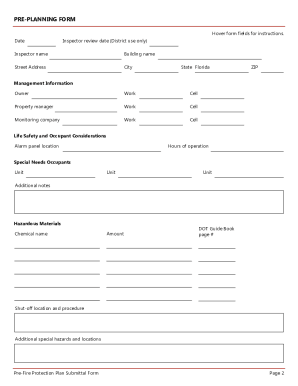 Fillable Online PRE-FIRE PROTECTION PLAN SUBMITTAL FORM - North Collier ...