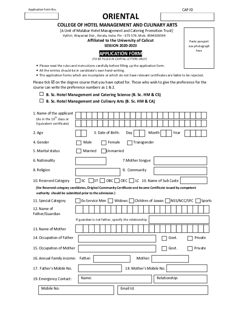 Fillable Online HMCS CA - OCHM appl form 2020 - 200 nos.docx Fax Email Print - pdfFiller