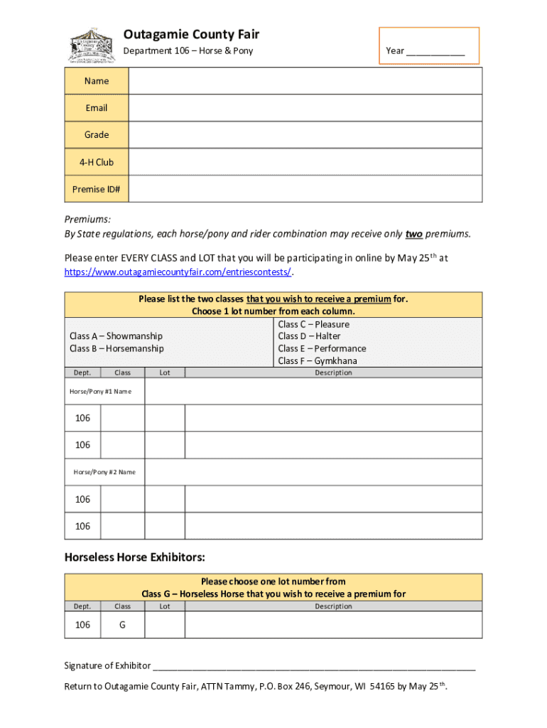 Fillable Online OCF Horse Premium form.docx Fax Email Print - pdfFiller