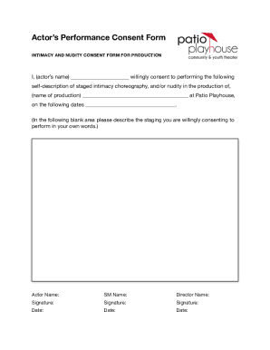 Fillable Online Patio Actor Performance Consent Form Fax Email Print ...