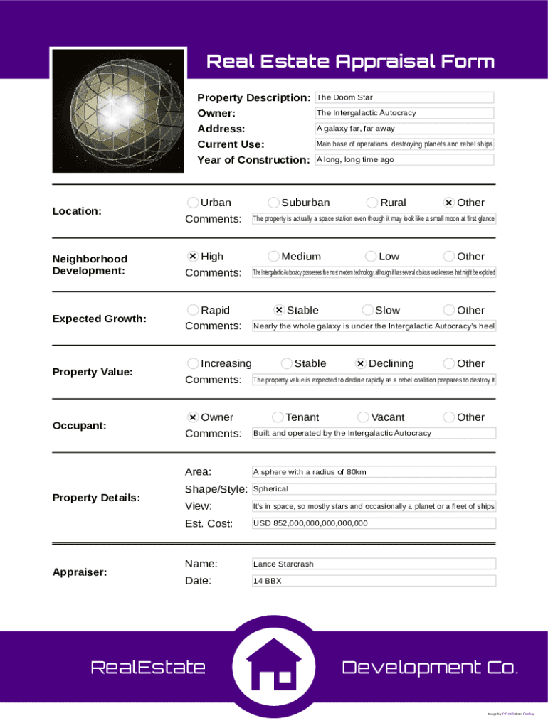 Fillable Online Real Estate Appraisal Form Fax Email Print - pdfFiller