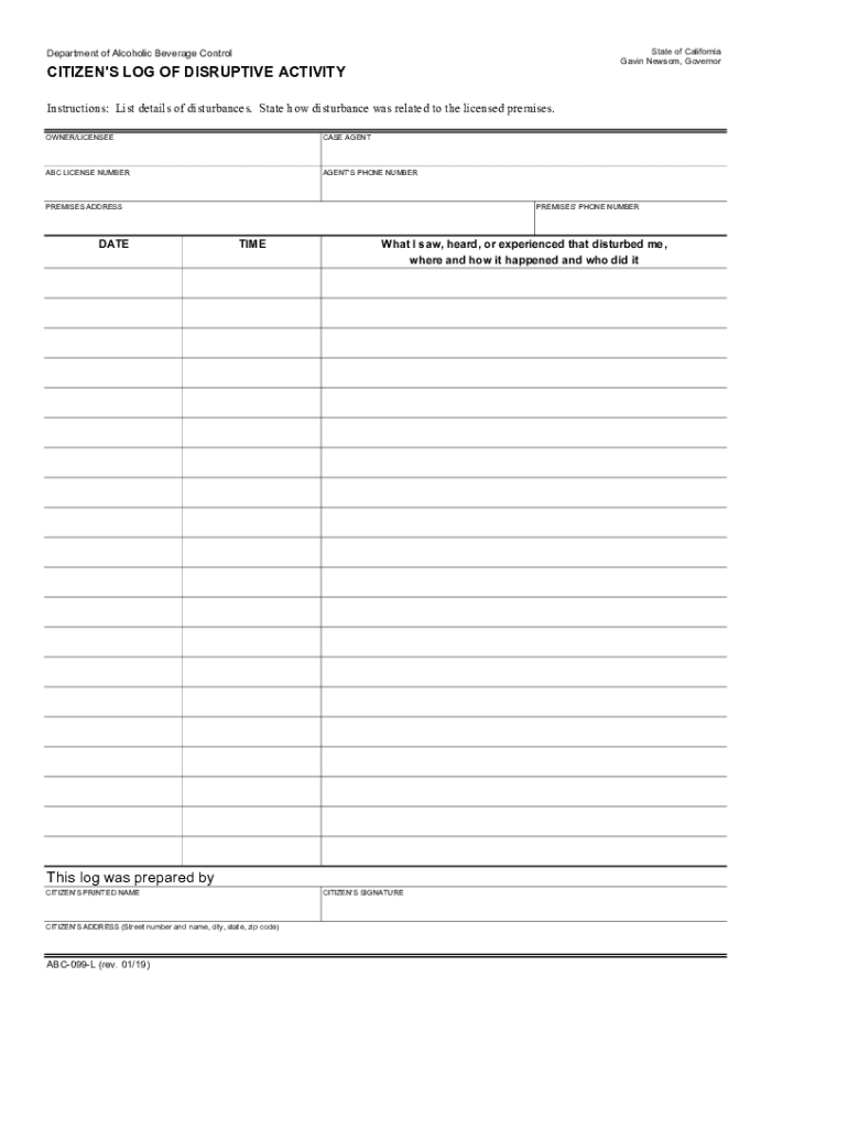 Fillable Online State of California Department of Alcoholic Beverage ...