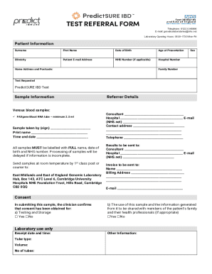 Fillable Online TEST REFERRAL FORM - predictimmune.com Fax Email Print ...