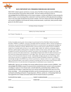 Fillable Online 20/21 PARTICIPANT LIVE-STREAMING FORM RELEASE AND ...