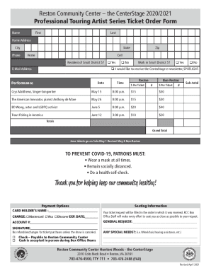 Fillable Online 20202021 Professional Touring Artist Series Order Form ...