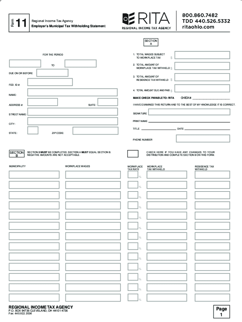 Fillable Online 2020 FORM 11 INSTRUCTIONS Employers Municipal Tax ... Fax Email Print - pdfFiller