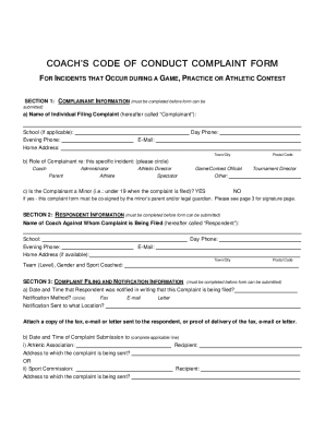 Fillable Online Coach Complaint Form B2.1 - 2013-2014 Fax Email Print ...